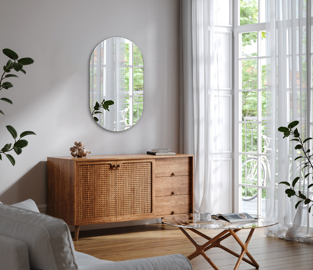 Oval mirror without frame 40x70 cm