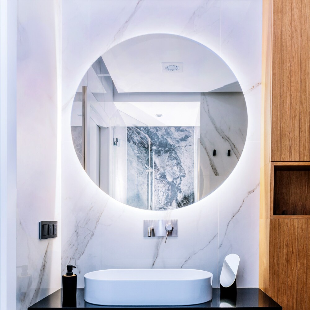 Round led wall mounted mirror 60 cm - Mirrormatic.co.uk