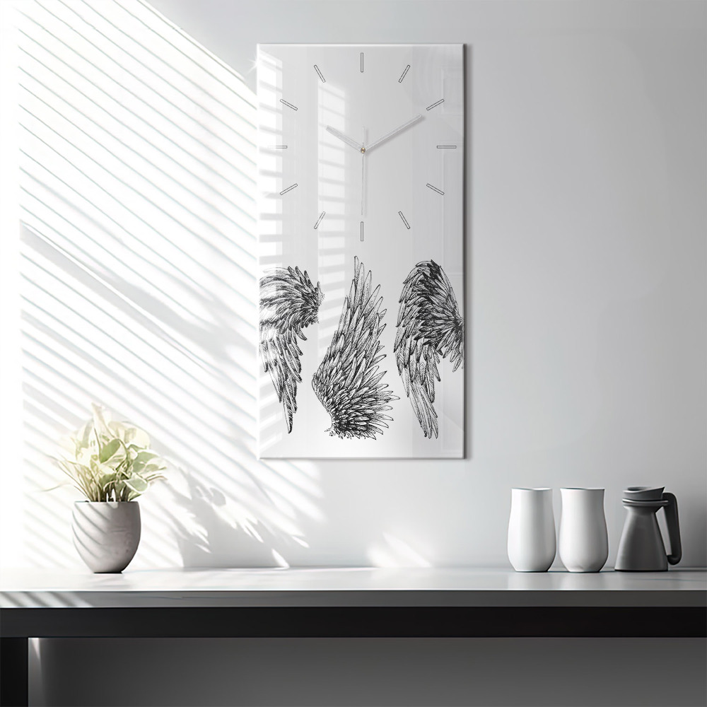 Vertical wall clock Angel wings - mirrormatic.co.uk