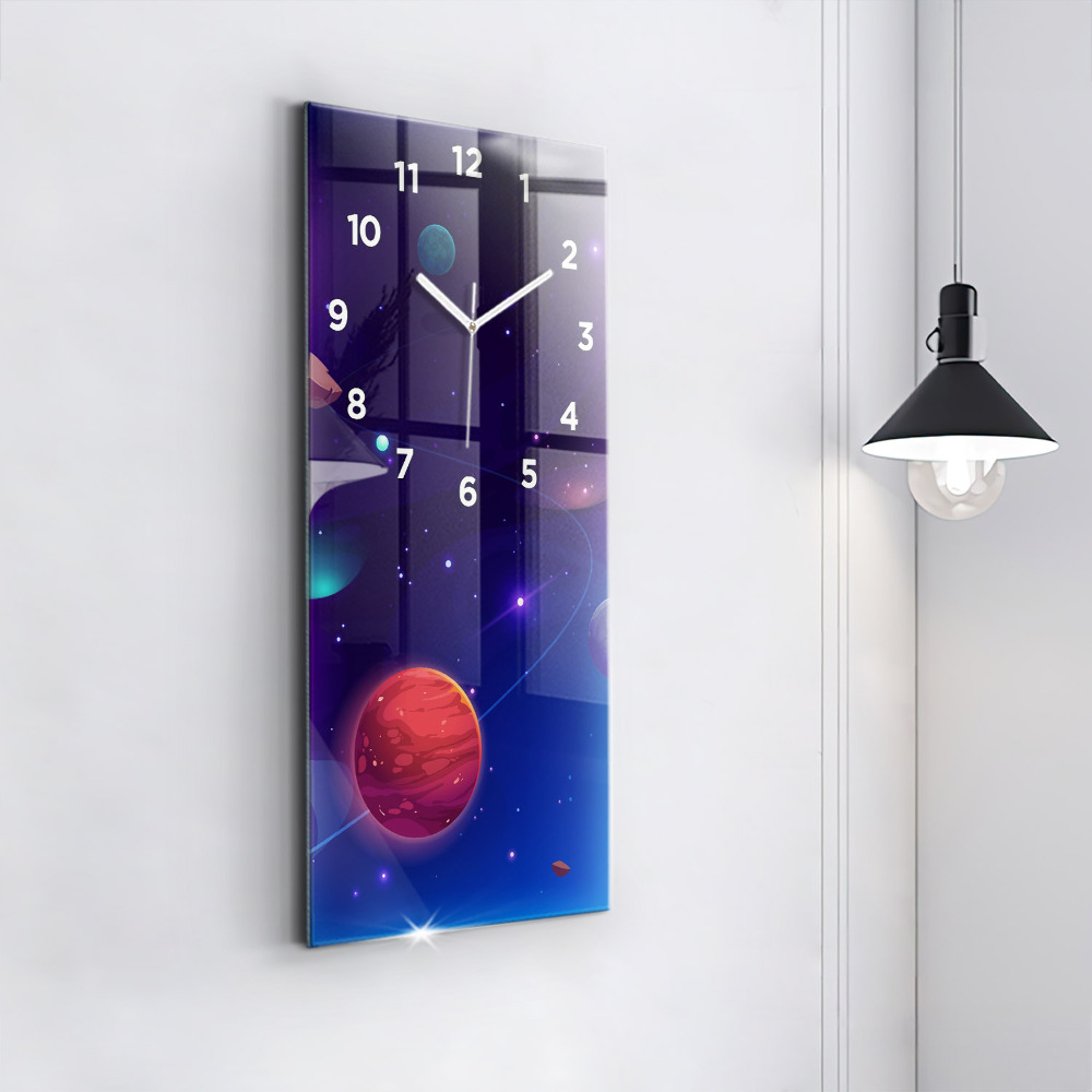 Vertical wall clock Planets galaxy - mirrormatic.co.uk