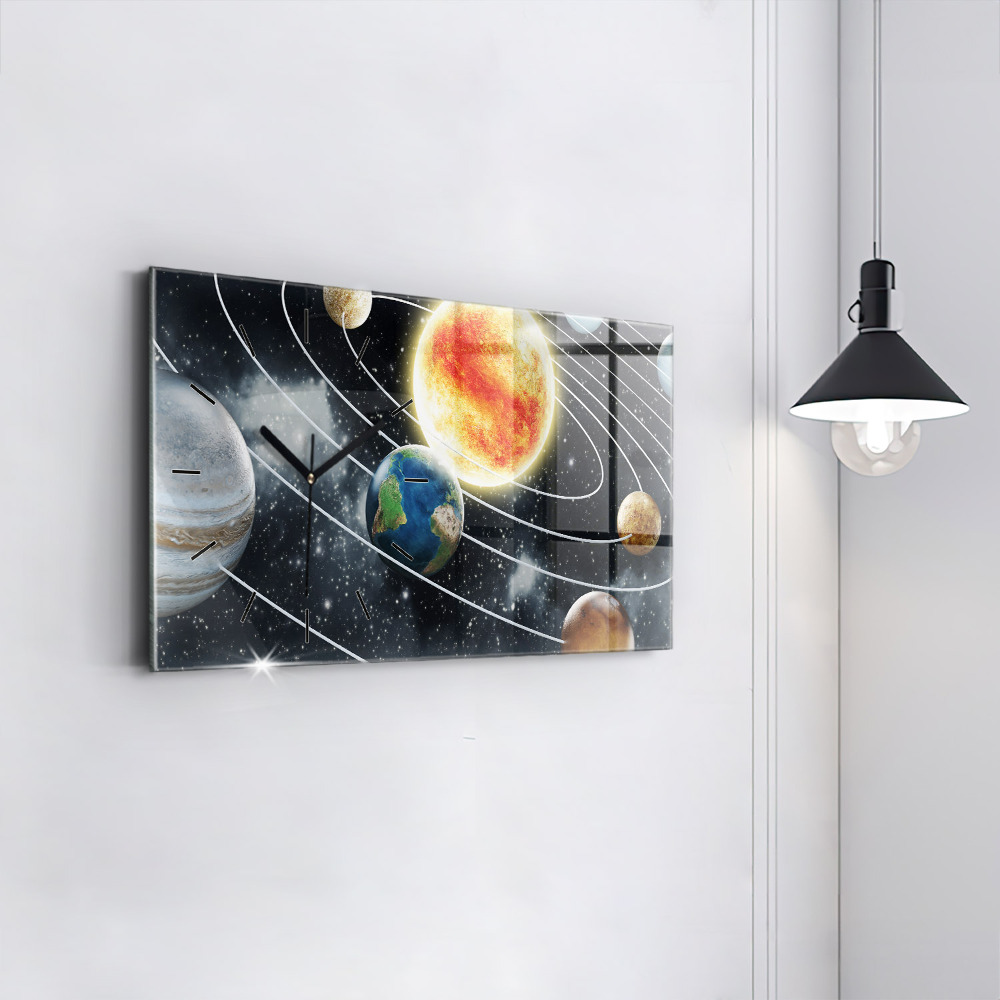 Horizontal wall clock The solar system - mirrormatic.co.uk