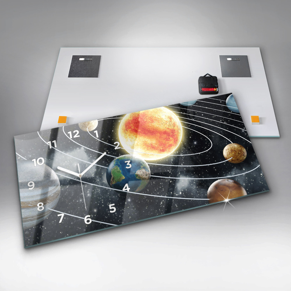 Horizontal wall clock The solar system - mirrormatic.co.uk