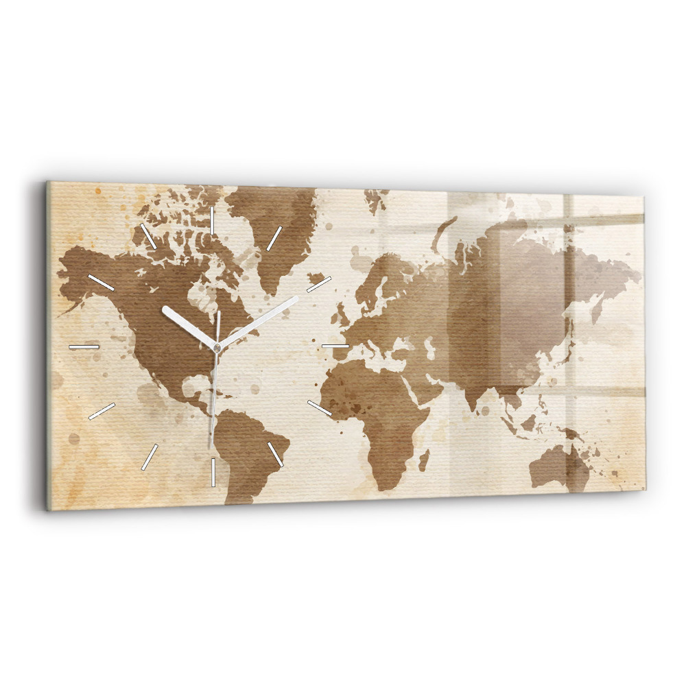 Horizontal wall clock Painted map of the world - mirrormatic.co.uk