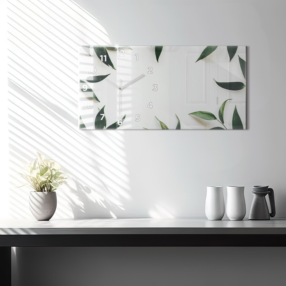Horizontal wall clock Leaf frame - mirrormatic.co.uk