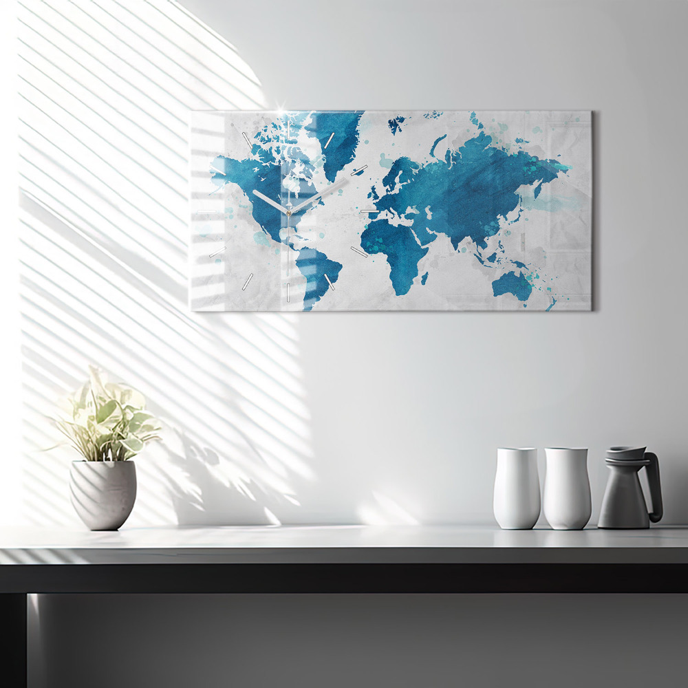 Horizontal wall clock World map - mirrormatic.co.uk