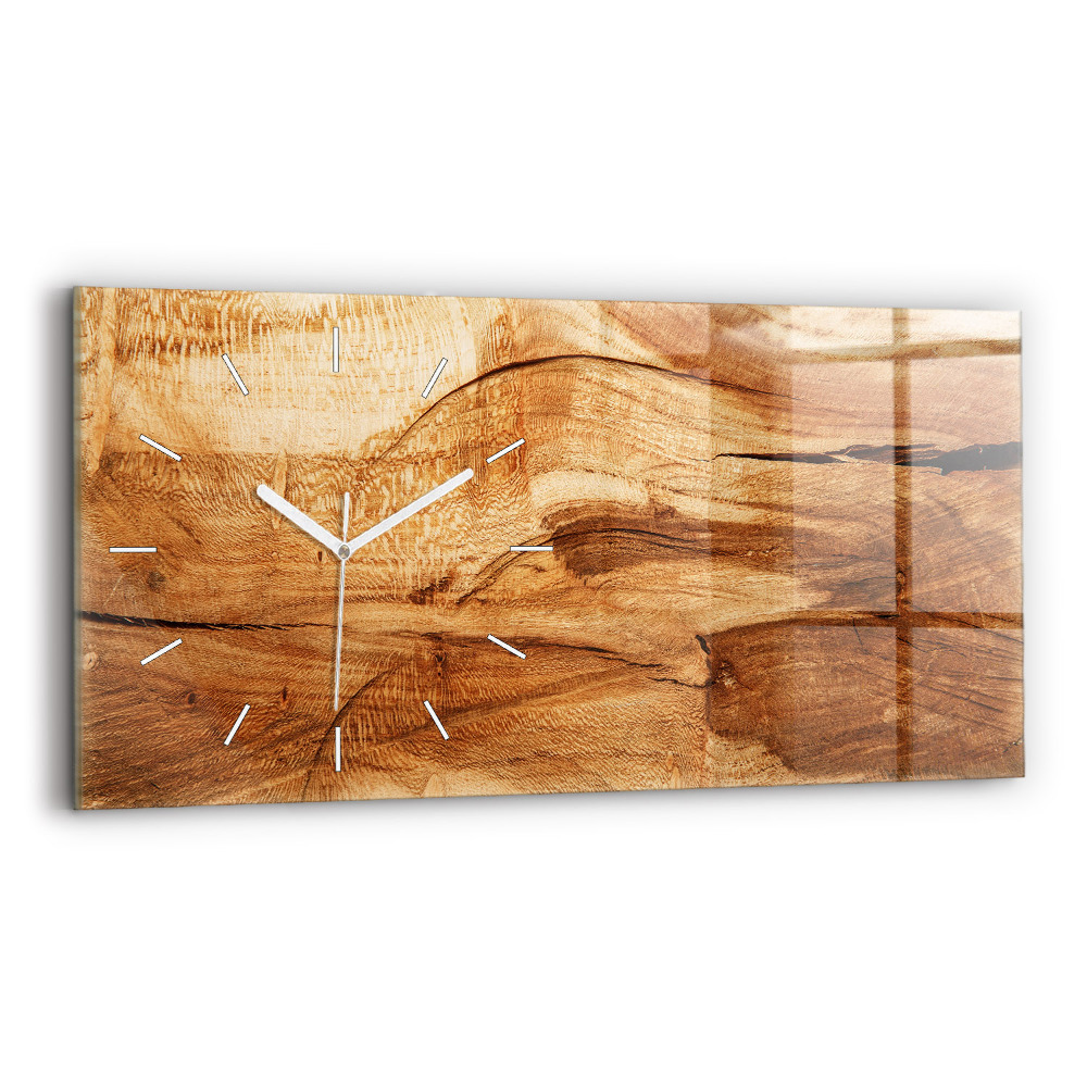 Horizontal wall clock Wood texture - mirrormatic.co.uk