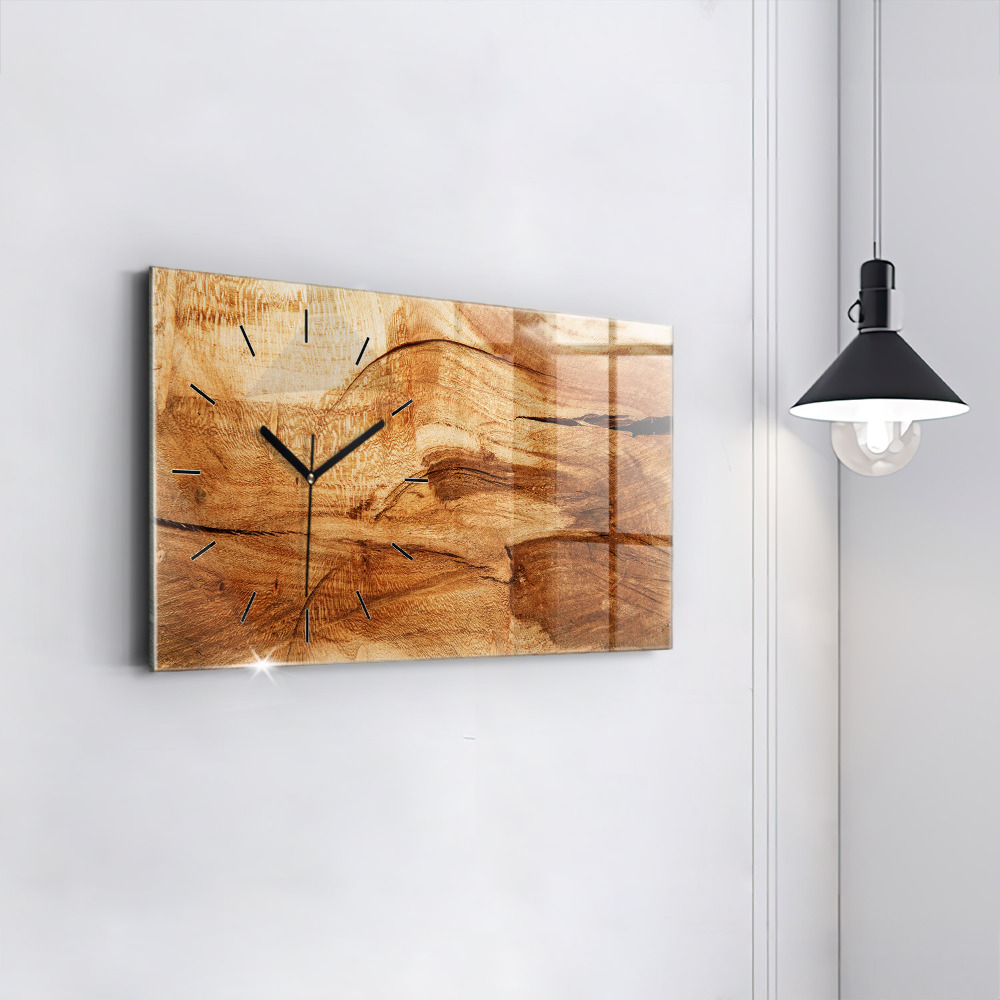 Horizontal wall clock Wood texture - mirrormatic.co.uk