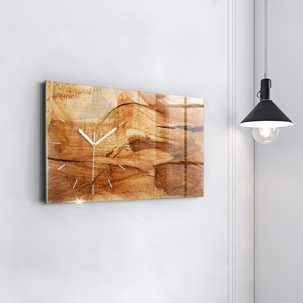 Horizontal wall clock Wood texture - mirrormatic.co.uk