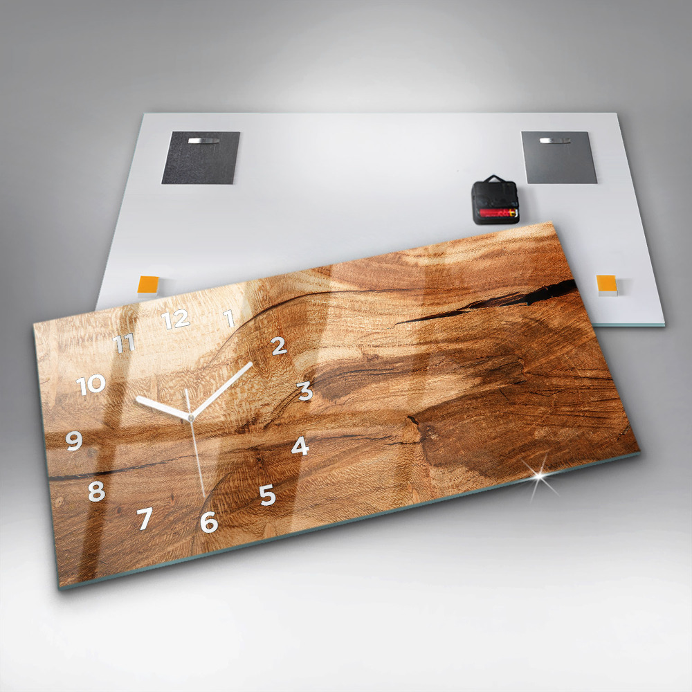 Horizontal wall clock Wood texture - mirrormatic.co.uk