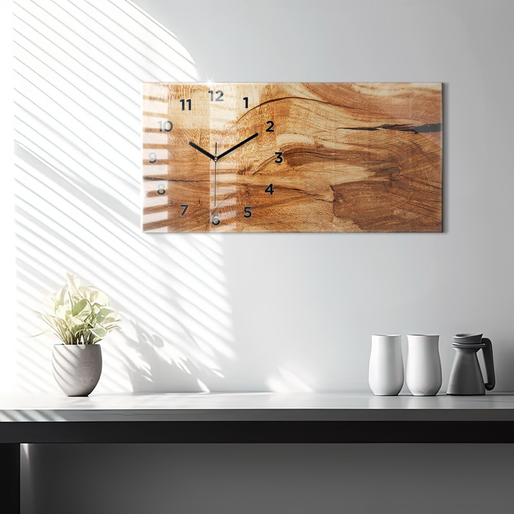 Horizontal wall clock Wood texture - mirrormatic.co.uk