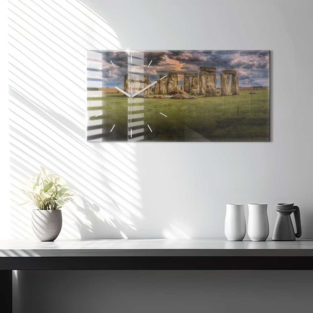 Horizontal wall clock Stonehenge Nimbostratus - mirrormatic.co.uk