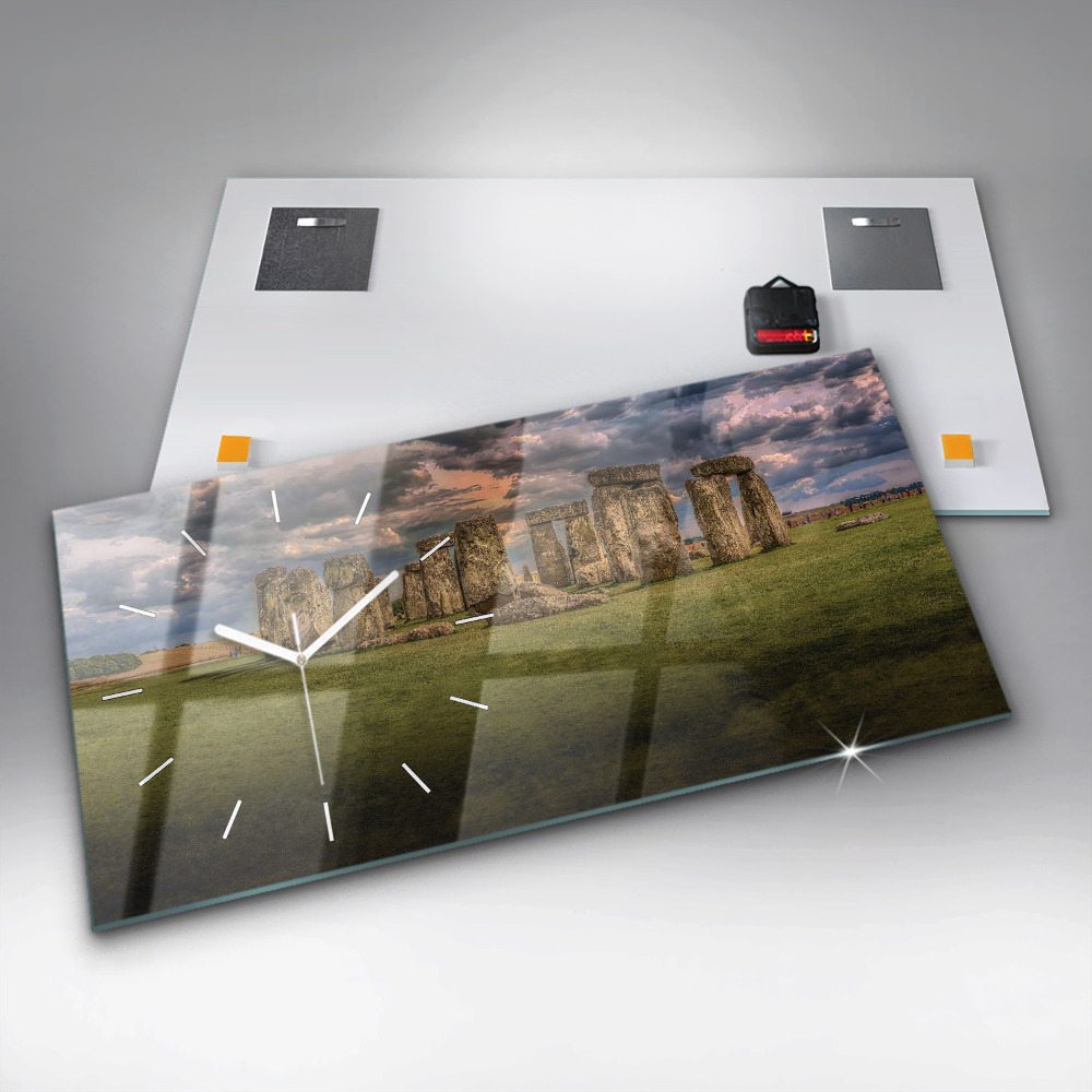 Horizontal wall clock Stonehenge Nimbostratus - mirrormatic.co.uk