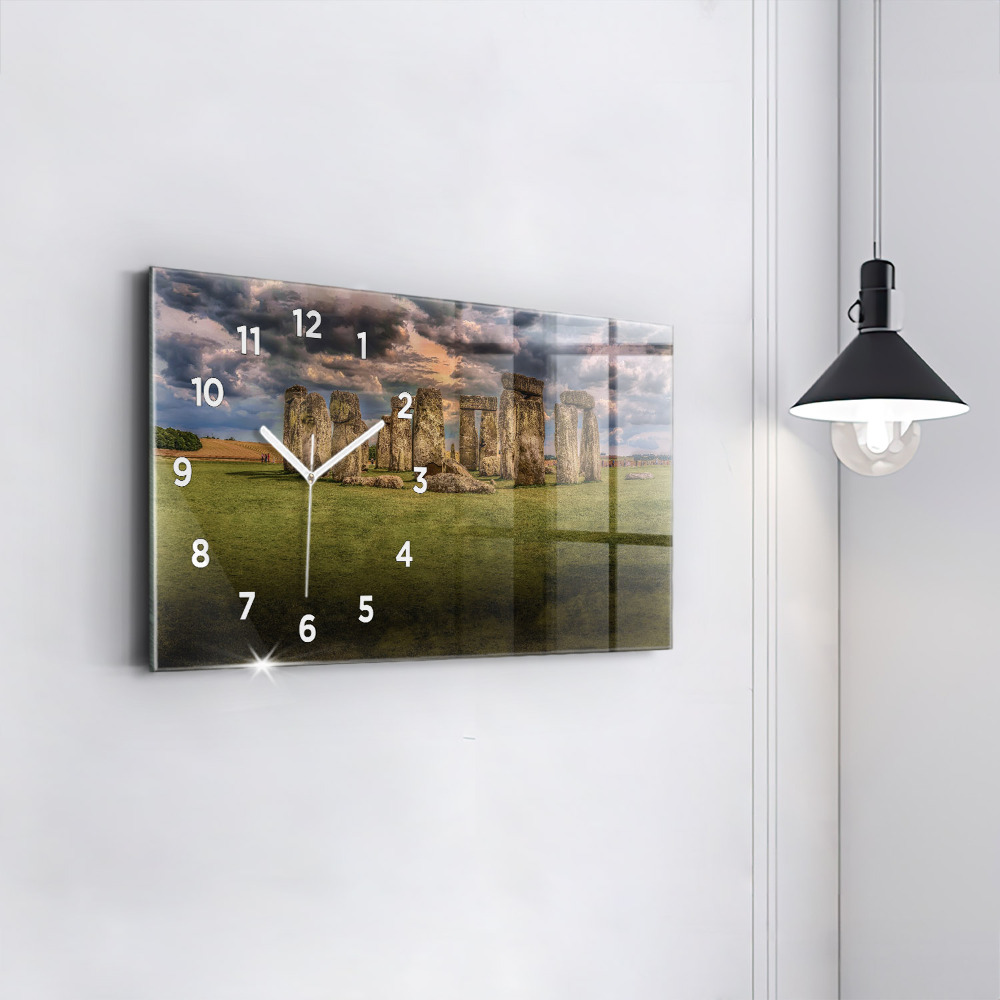 Horizontal wall clock Stonehenge Nimbostratus - mirrormatic.co.uk