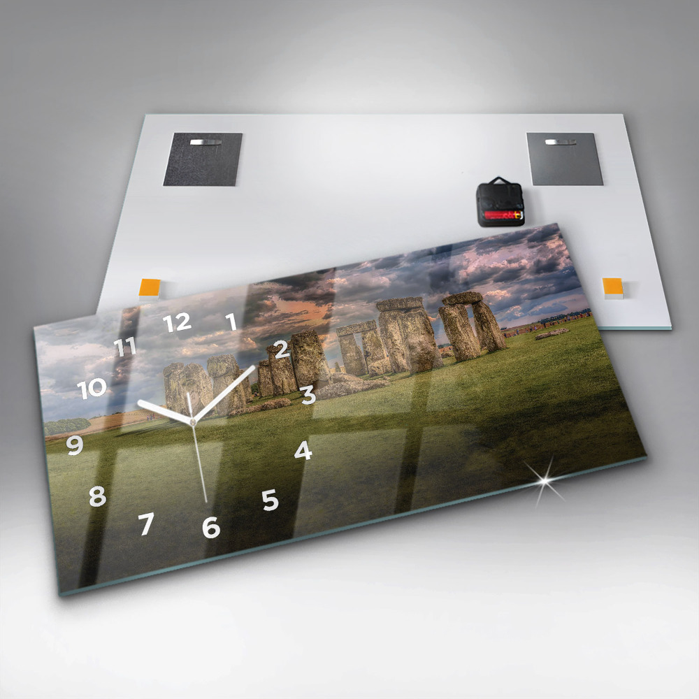 Horizontal wall clock Stonehenge Nimbostratus - mirrormatic.co.uk