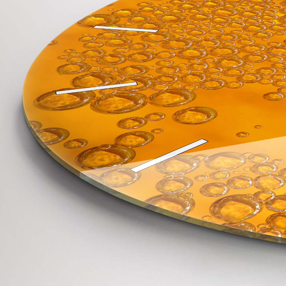 Round glass wall clock Beer with foam - mirrormatic.co.uk