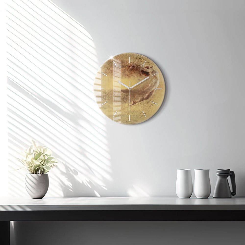 Round glass wall clock Woman in figure - mirrormatic.co.uk