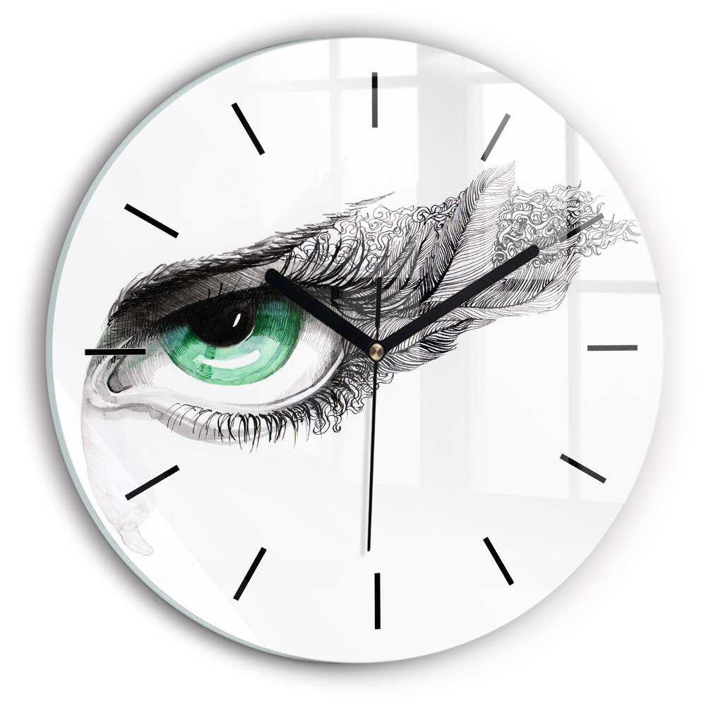 Round glass wall clock Abstraction of the human eye - mirrormatic.co.uk