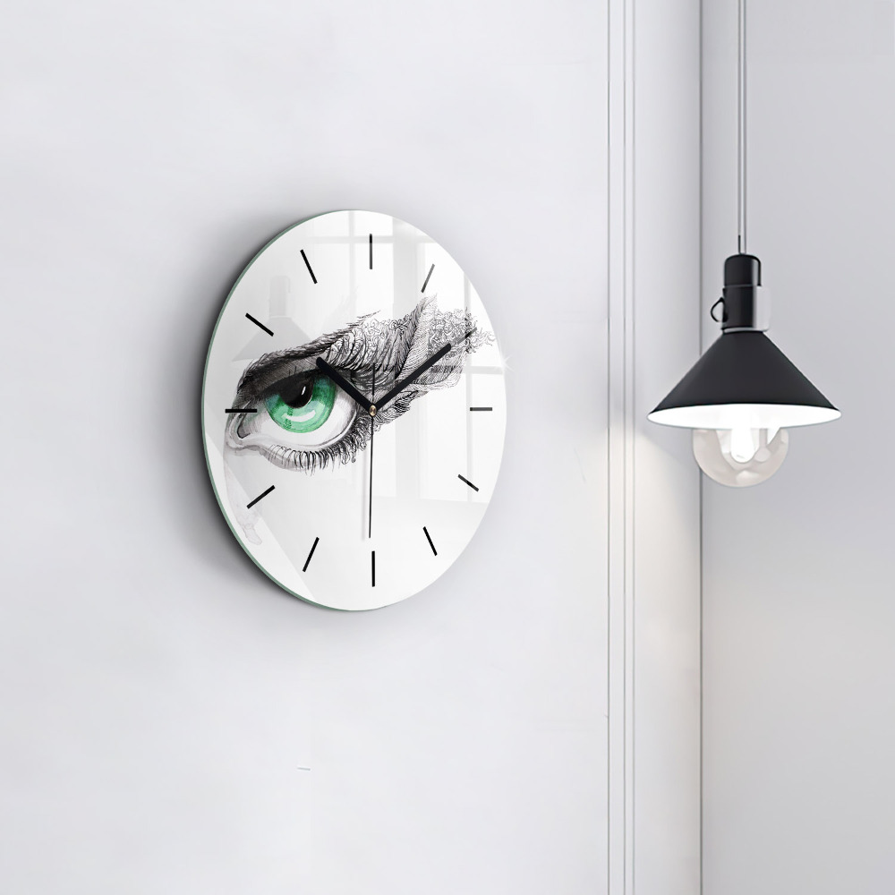 Round glass wall clock Abstraction of the human eye - mirrormatic.co.uk