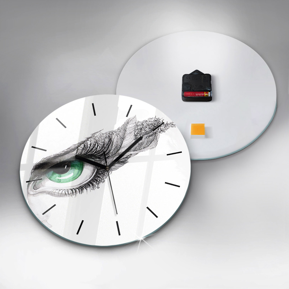 Round glass wall clock Abstraction of the human eye - mirrormatic.co.uk