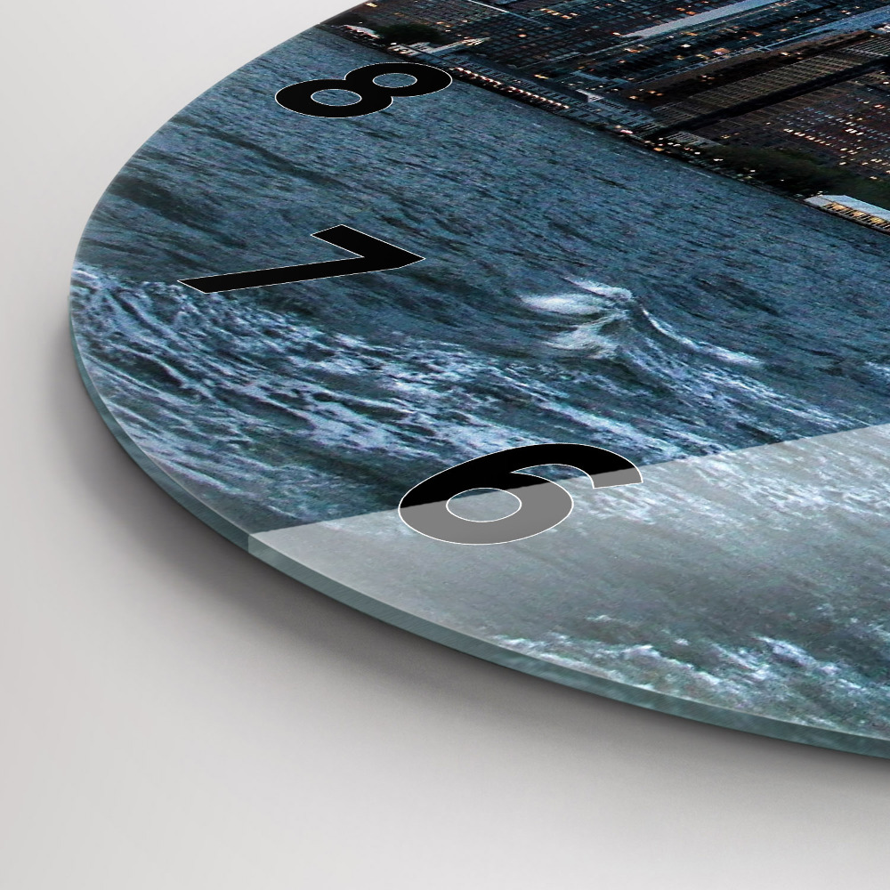 Round glass wall clock New York Panorama - mirrormatic.co.uk