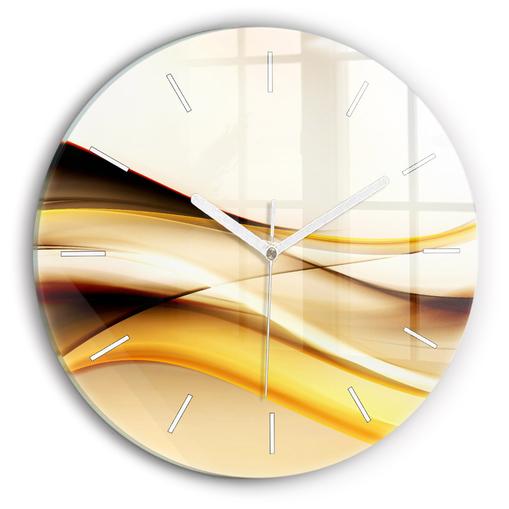 Round glass wall clock Abstract wave - mirrormatic.co.uk