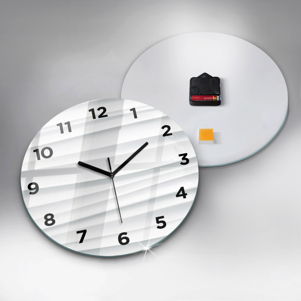 Round glass wall clock Waves texture - mirrormatic.co.uk