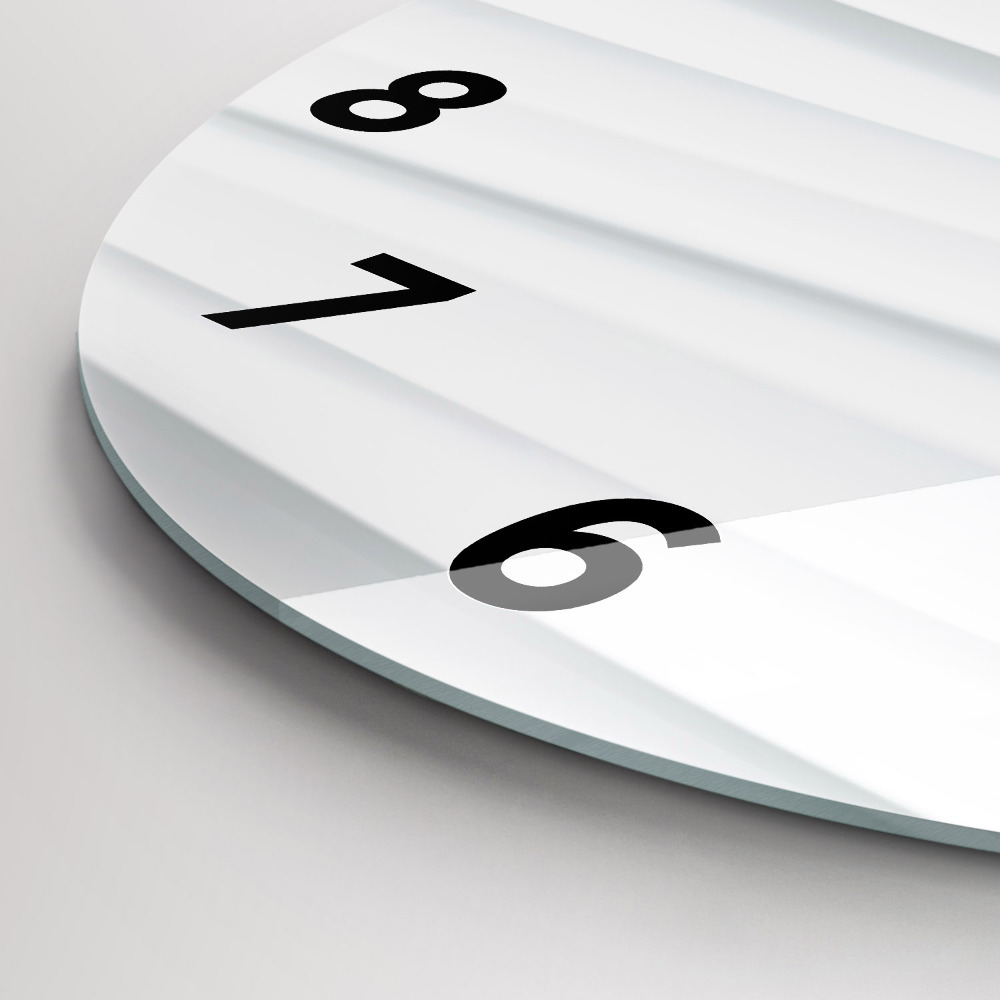 Round glass wall clock Waves texture - mirrormatic.co.uk